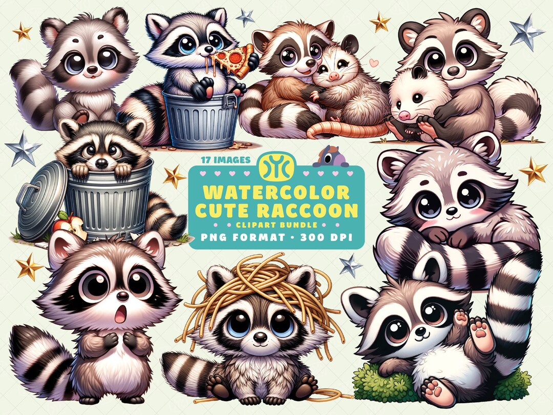 Watercolor Cute Raccoon Clipart, Cute Raccoon PNG, Raccoon Clipart ...