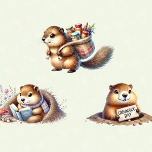 Cute Groundhog Clipart, 17 PNG Files, Groundhog Day, Adorable Wildlife ...