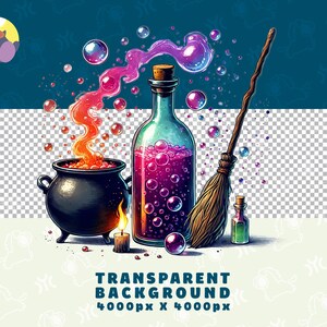 Witch Potion Bottle Clipart, 28 PNG Files, Halloween Potion PNG, Spooky ...