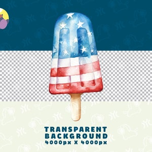 Watercolor 4th of July Popsicle Clipart, 16 PNG Files, High-resolution ...
