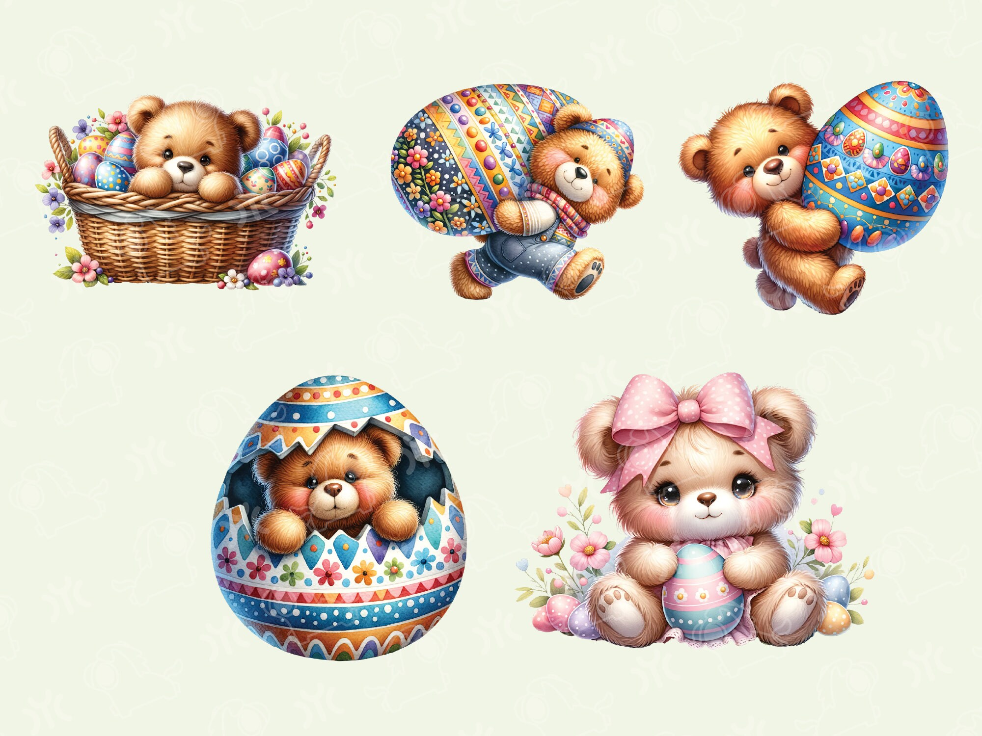 Watercolor Easter Teddy Bear Clipart, Teddy Bear PNG, Easter PNG ...