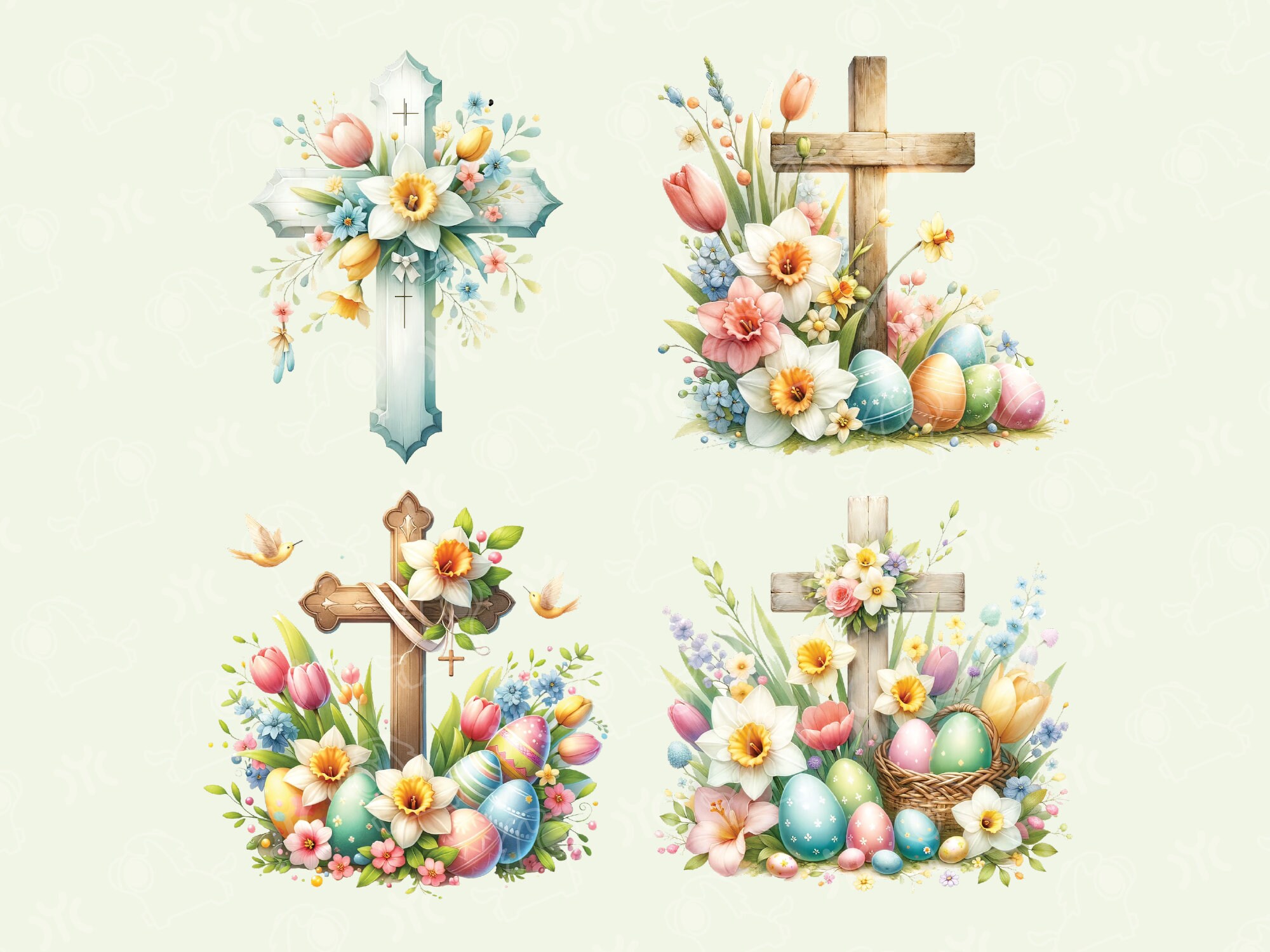 Watercolor Easter Cross Clipart, Cross PNG, Easter Clipart, Christian ...