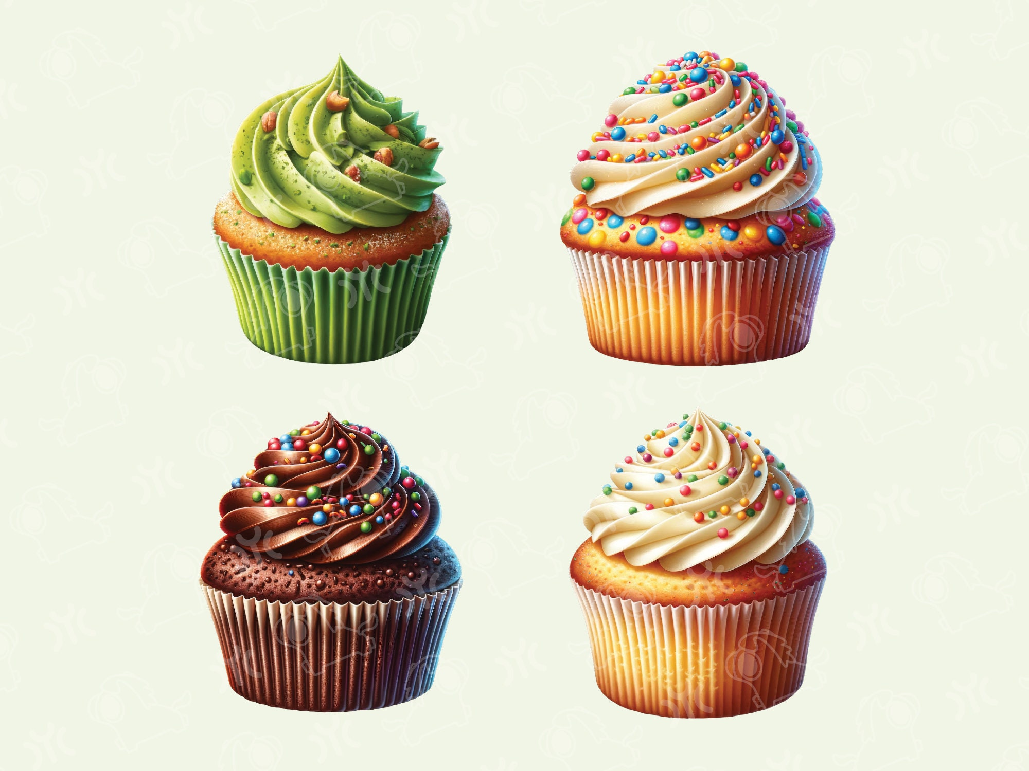 Watercolor Cupcake Clipart, Cupcake Clipart Bundle, Sprinkled Cupcake ...