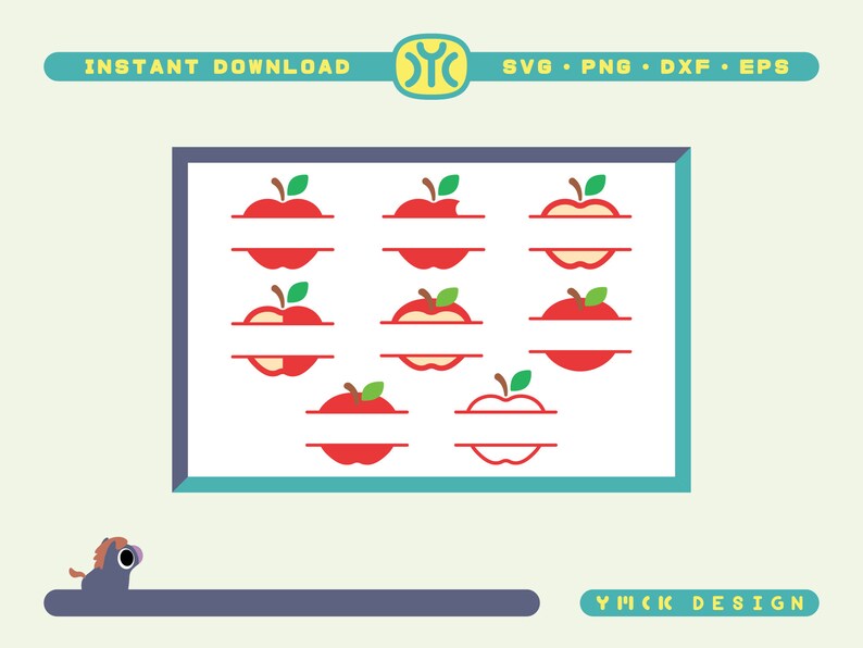 Apple Name Frame SVG Apple Monogram SVG Apple Split - Etsy