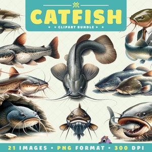 Catfish Clipart, 21 PNG Files, High-resolution, Fish PNG, Aquatic Art ...