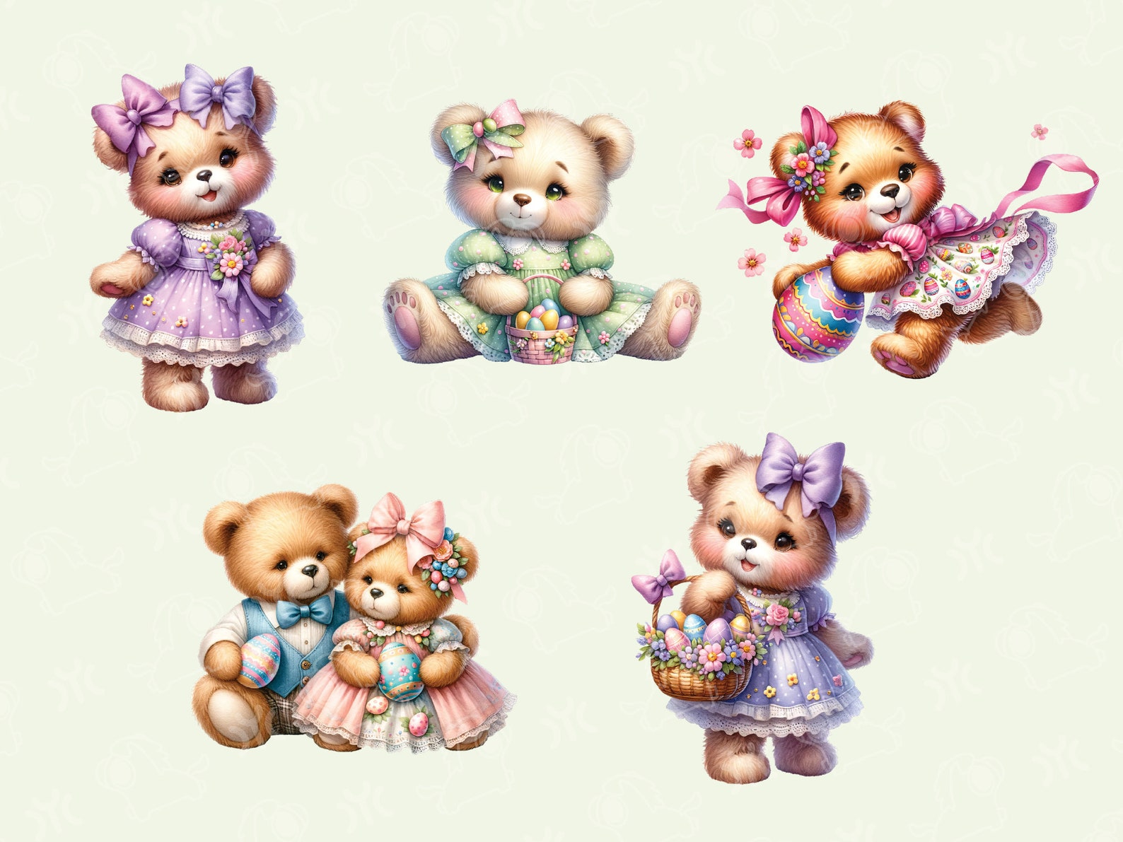 Watercolor Easter Teddy Bear Clipart, Teddy Bear PNG, Easter PNG ...