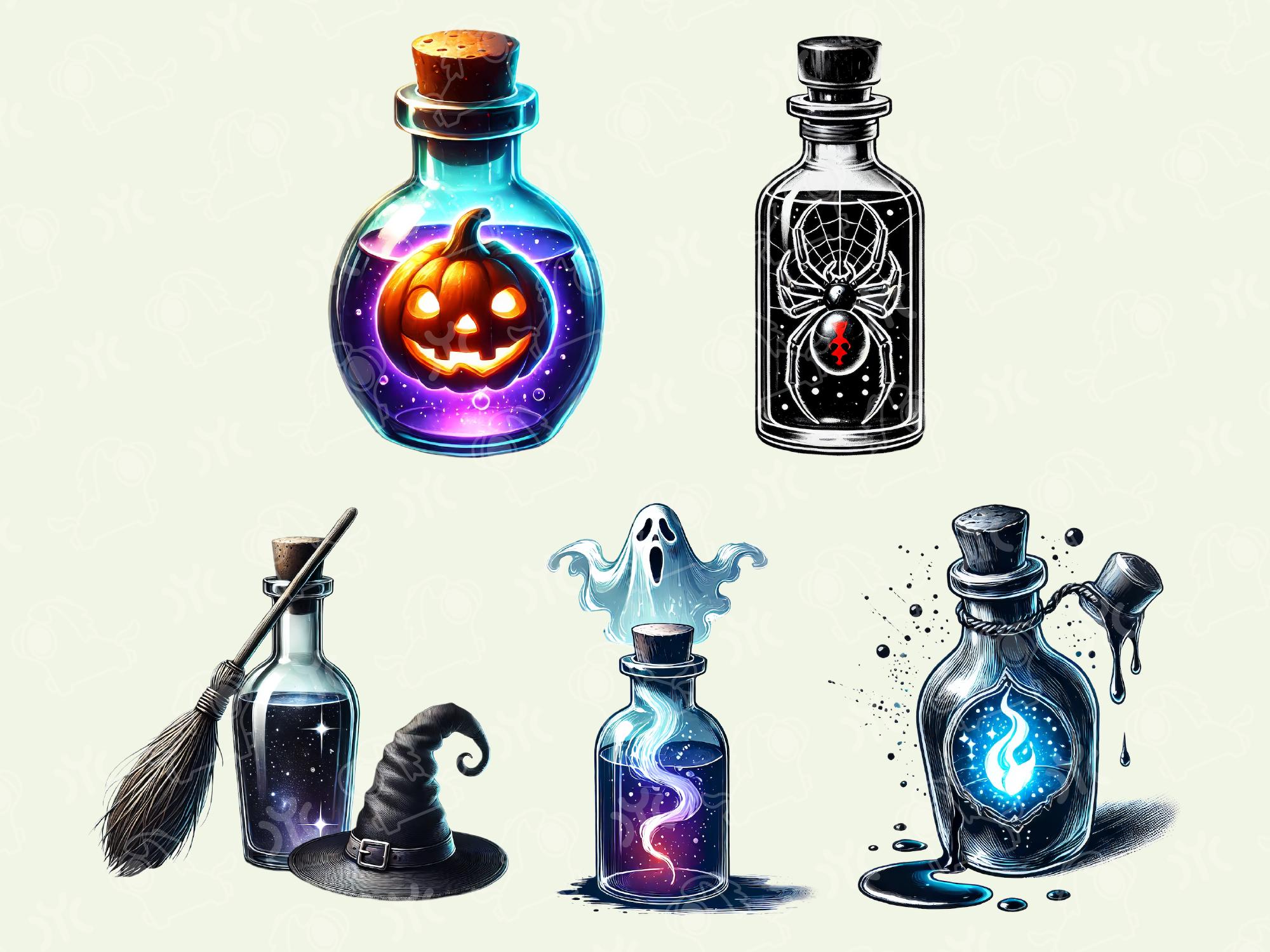Witch Potion Bottle Clipart, 28 PNG Files, Halloween Potion PNG, Spooky ...