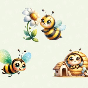 Watercolor Cute Bee Clipart, Cute Bees Png, Bees Clipart Bundle, Honey ...