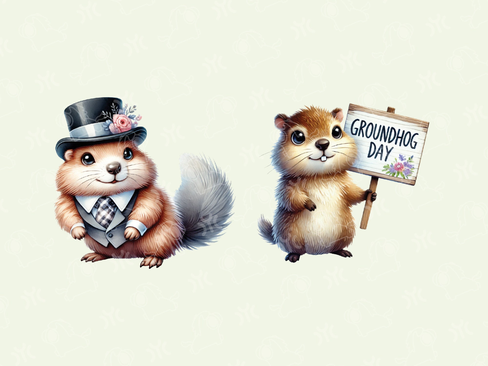Cute Groundhog Clipart, 17 PNG Files, Groundhog Day, Adorable Wildlife ...