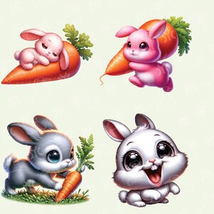 Watercolor Cute Rabbit Clipart, Cute Rabbit PNG, Rabbit Clipart Bundle ...