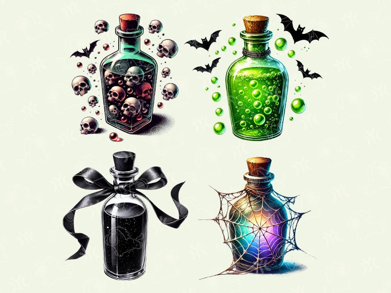 Witch Potion Bottle Clipart, 28 PNG Files, Halloween Potion PNG, Spooky ...
