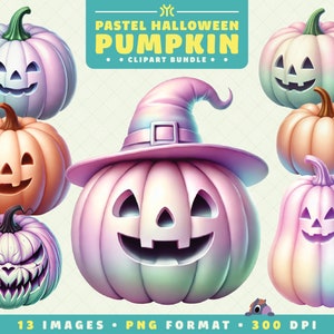 Pastel Halloween Pumpkin Clipart, 13 PNG Files, Pastel Pumpkin PNG ...