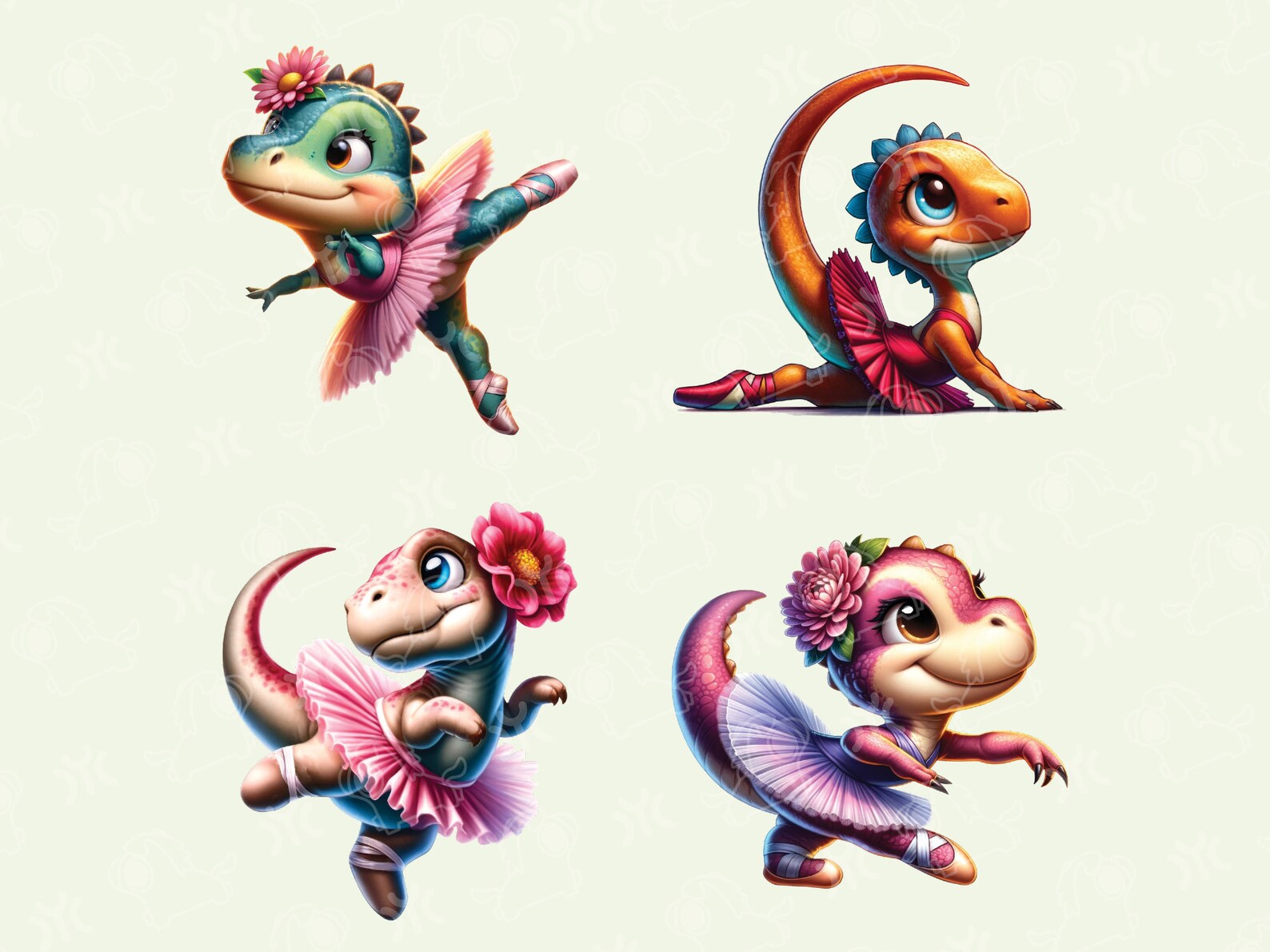 Ballerina Dinosaur Clipart, Watercolor Clipart, Pink Ballet PNG ...
