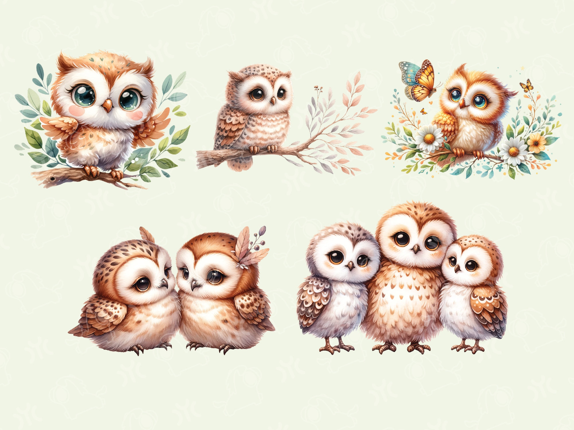 Watercolor Boho Owl Clipart, Owls Clipart, Owl Png, Baby Owl PNG, Cute ...