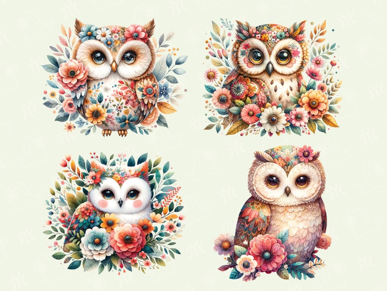 Watercolor Boho Owl Clipart, Owls Clipart, Owl Png, Baby Owl PNG, Cute ...