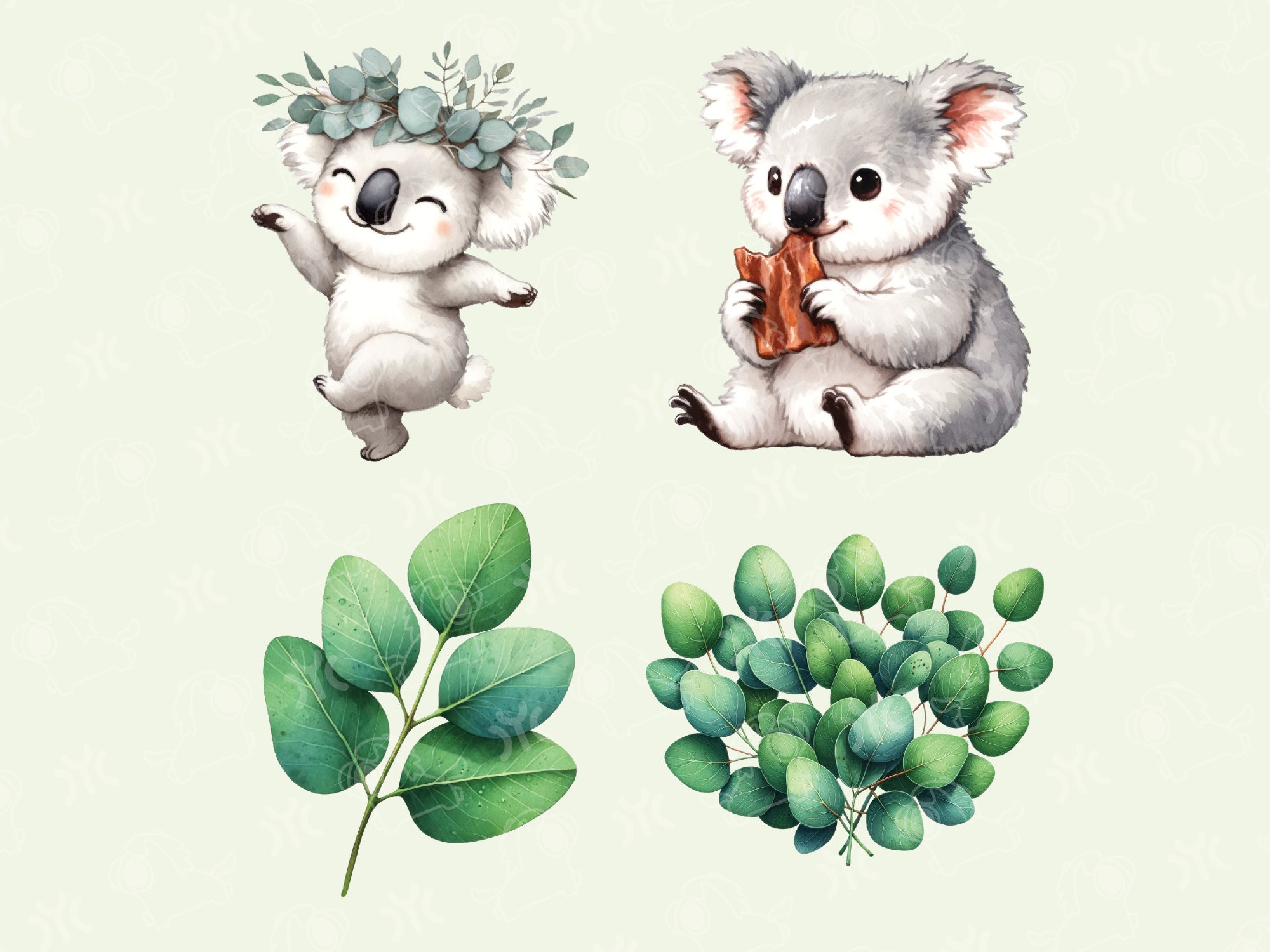 Watercolor Cute Koala Clipart, Cute Koala PNG, Koala Clipart Bundle ...