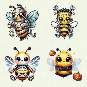 Cute Halloween Bee Clipart, 24 PNG Files, High-resolution, Spooky Cute ...