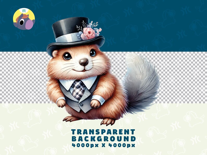 Cute Groundhog Clipart, 17 PNG Files, Groundhog Day, Adorable Wildlife ...