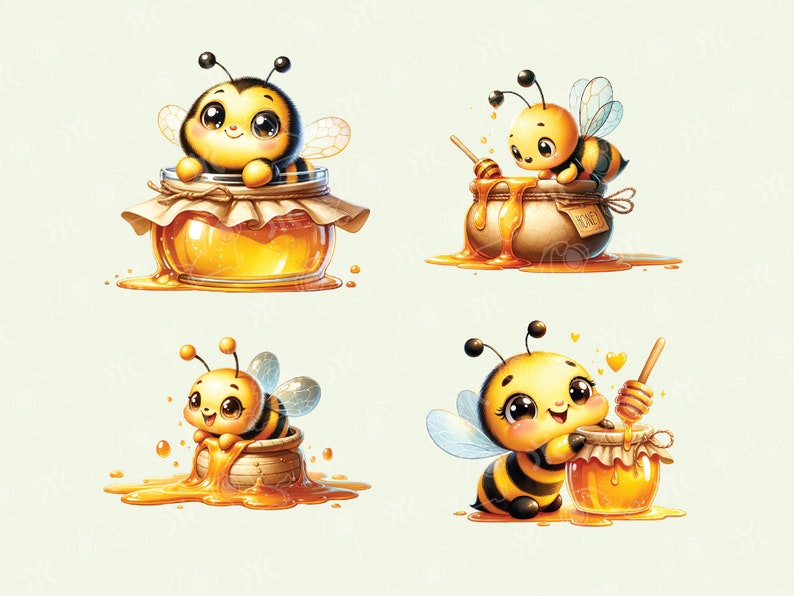 Watercolor Cute Bee Clipart, Cute Bees Png, Bees Clipart Bundle, Honey ...
