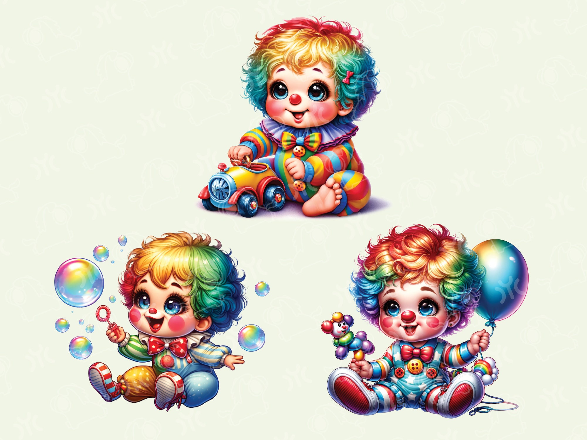 Cute Baby Clown Clipart, Clown Clipart Bundle, Baby Clown, Circus Art ...