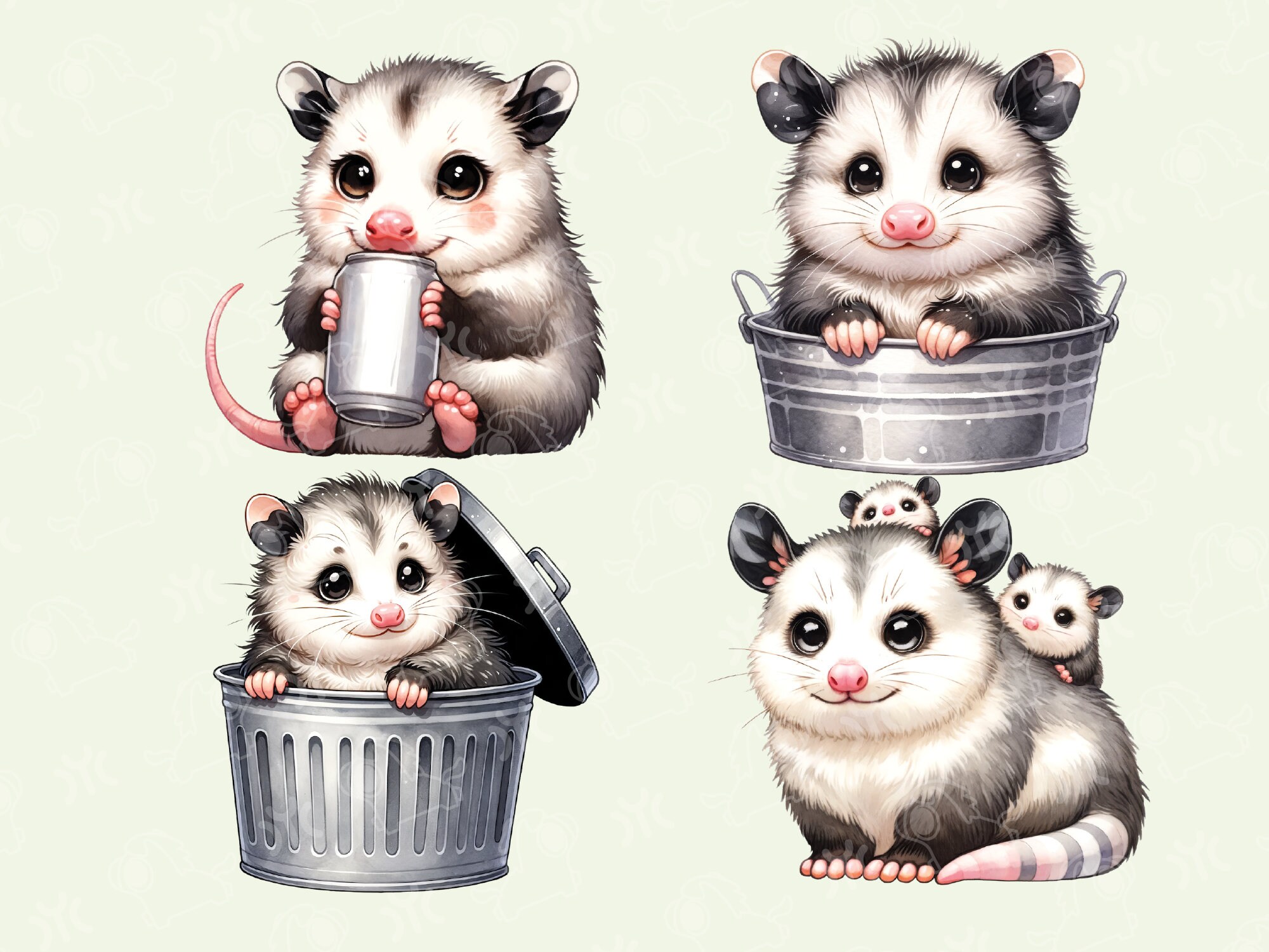 Watercolor Cute Opossum Clipart, Cute Opossum PNG, Opossum Clipart ...