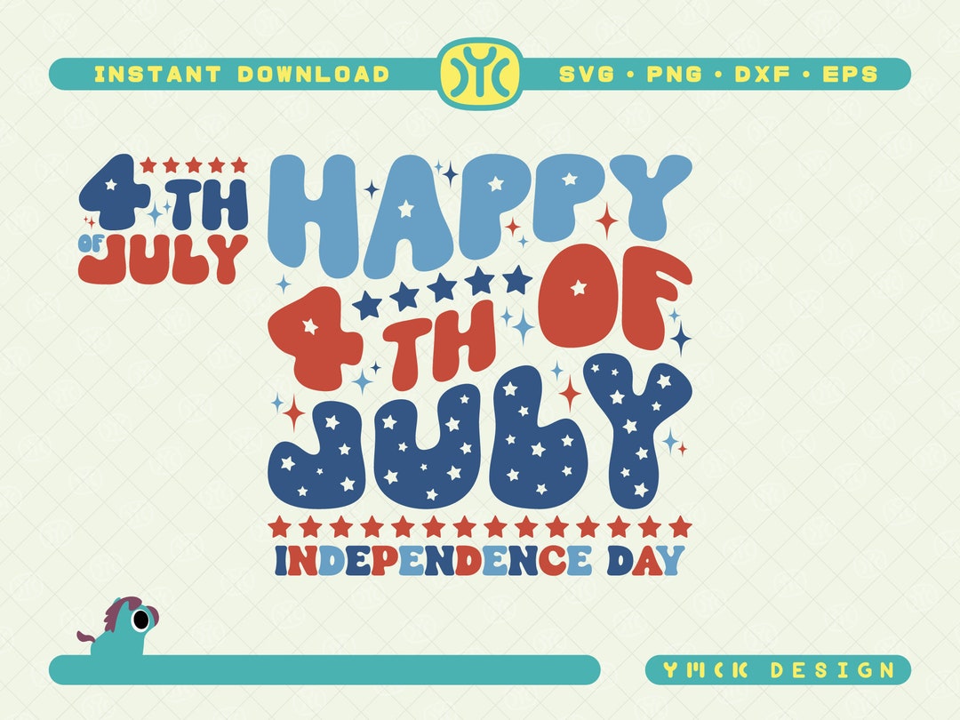 Happy 4th of July SVG | 4th of July Svg | Retro Svg | Wavy Svg | USA ...