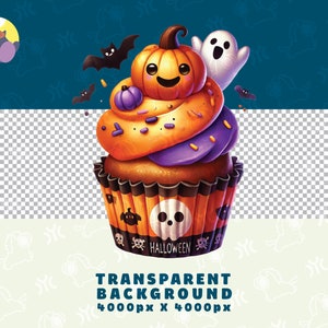 Spooky Halloween Cupcake Clipart, 32 PNG Files, Halloween Dessert ...