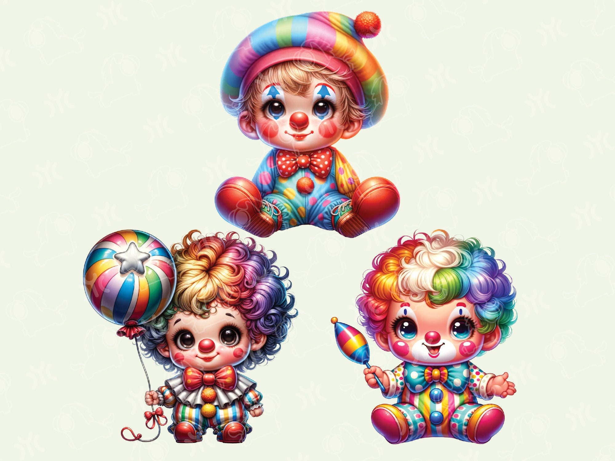 Cute Baby Clown Clipart, Clown Clipart Bundle, Baby Clown, Circus Art ...