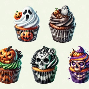 Spooky Halloween Cupcake Clipart, 32 PNG Files, Halloween Dessert ...