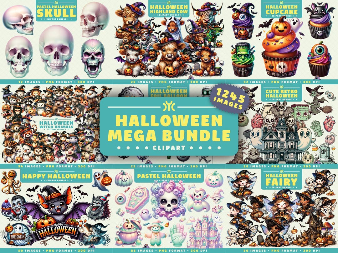 Halloween Clipart Mega Bundle, 1245 Pngs, High-resolution, Autumn, Fall ...