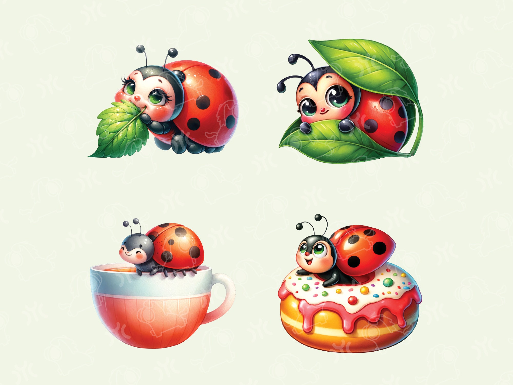 Watercolor Sweet Ladybug Clipart, Sweet Bugs PNG, Desserts PNG, Sweet ...