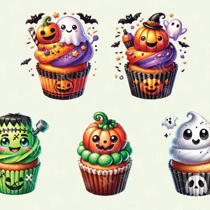 Spooky Halloween Cupcake Clipart, 32 PNG Files, Halloween Dessert ...