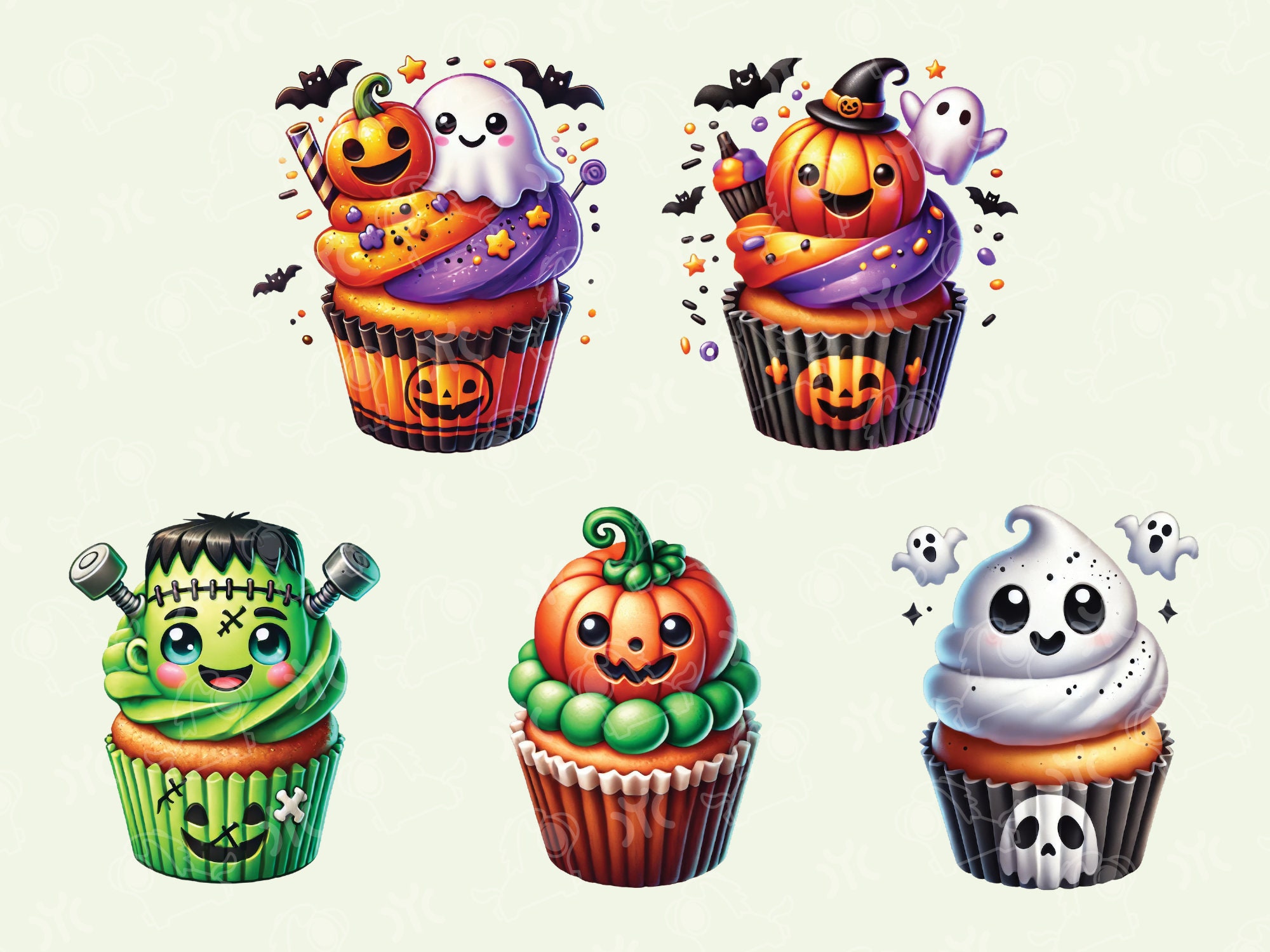 Spooky Halloween Cupcake Clipart, 32 PNG Files, Halloween Dessert ...