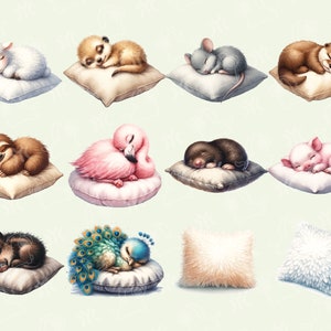 Watercolor Sleepy Animals Clipart, Animals Sleeping PNG, Woodland ...