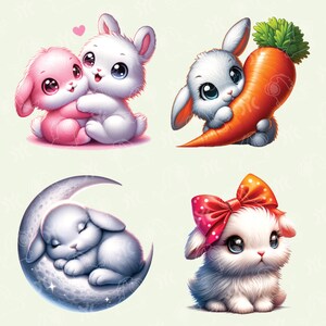 Watercolor Cute Rabbit Clipart, Cute Rabbit PNG, Rabbit Clipart Bundle ...