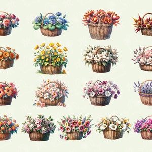 Watercolor Floral Basket Clipart, Floral Clipart, Basket With Flowers ...
