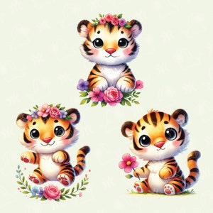 Cute Tiger Clipart, 16 PNG Files, High-resolution, Tiger PNG, Adorable ...