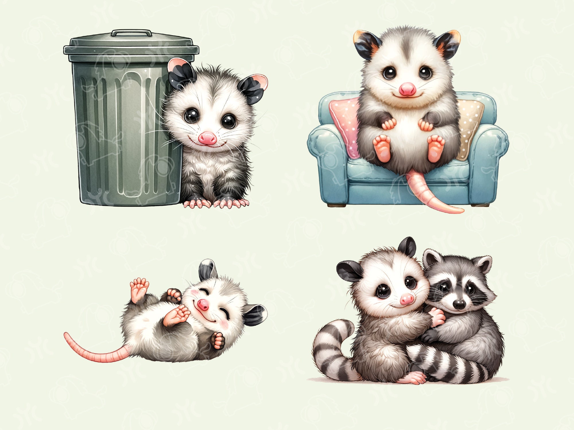 Watercolor Cute Opossum Clipart, Cute Opossum PNG, Opossum Clipart ...