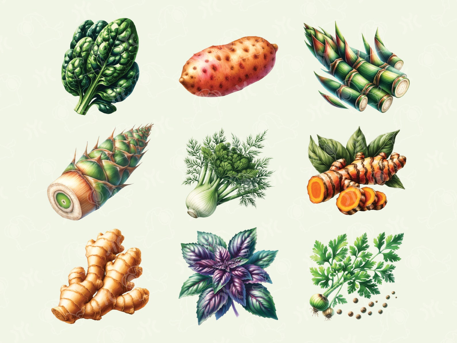 Watercolor Veggies Clipart, 53 PNG Files, High-resolution, Vegetables ...