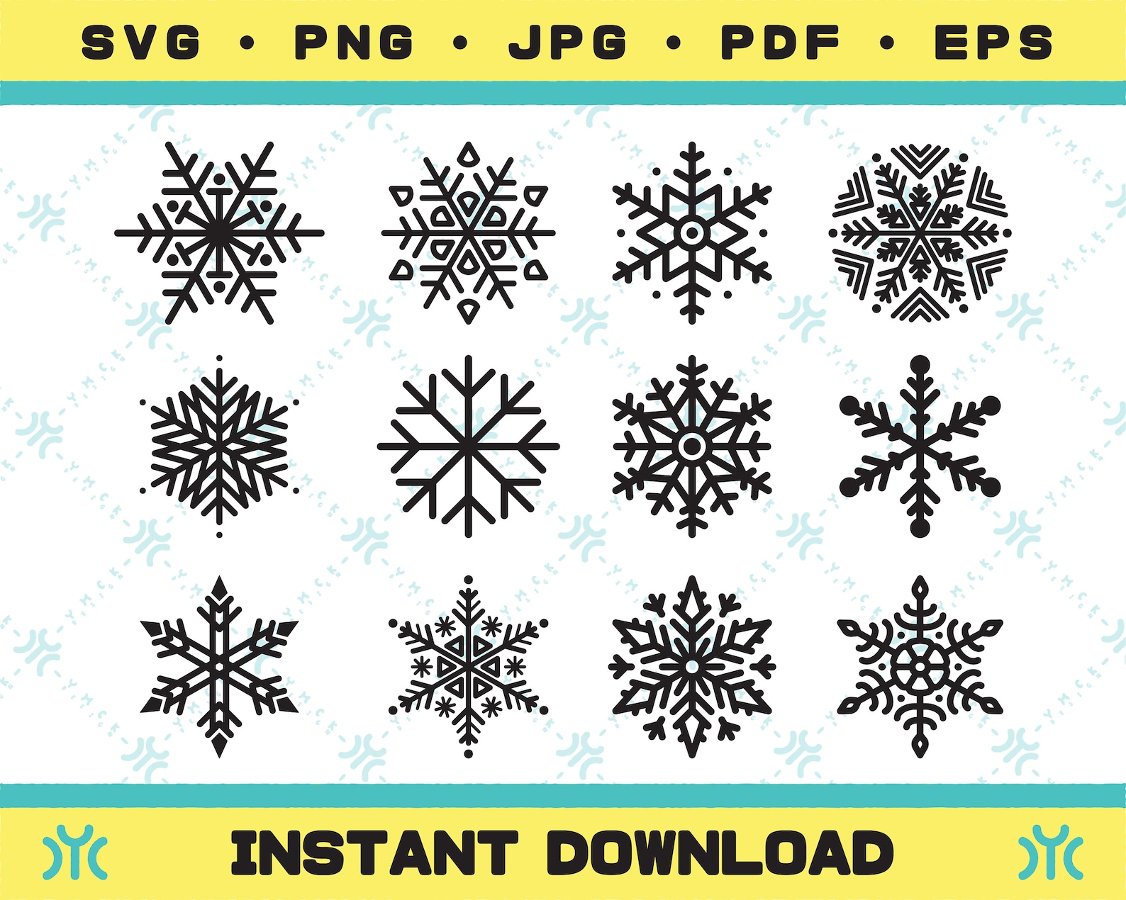 Snowflakes SVG Winter Clipart Christmas Ornaments SVG - Etsy