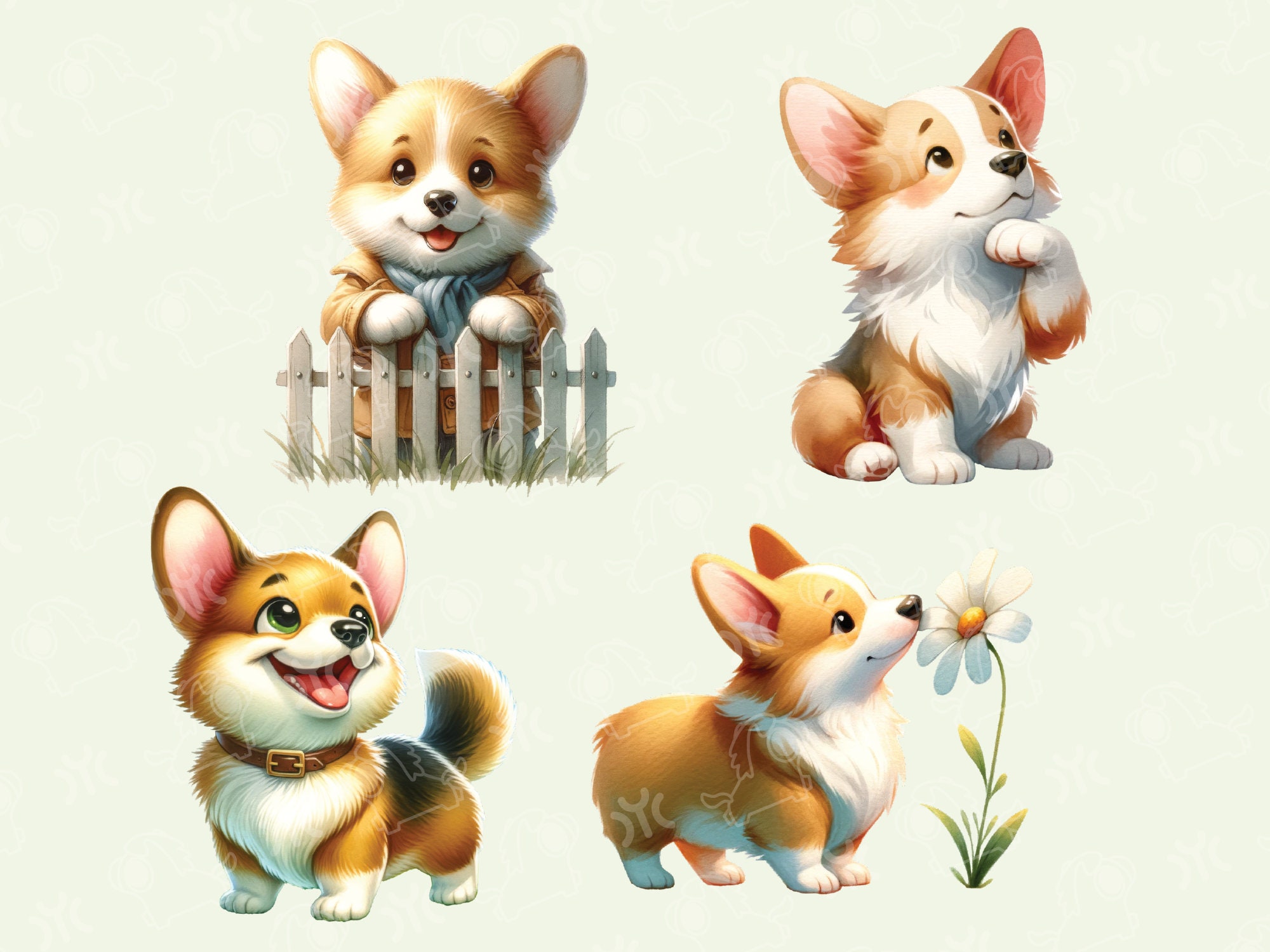Cute Watercolor Corgi Clipart, Cute Corgi PNG, Dog Lover Clipart, Puppy ...