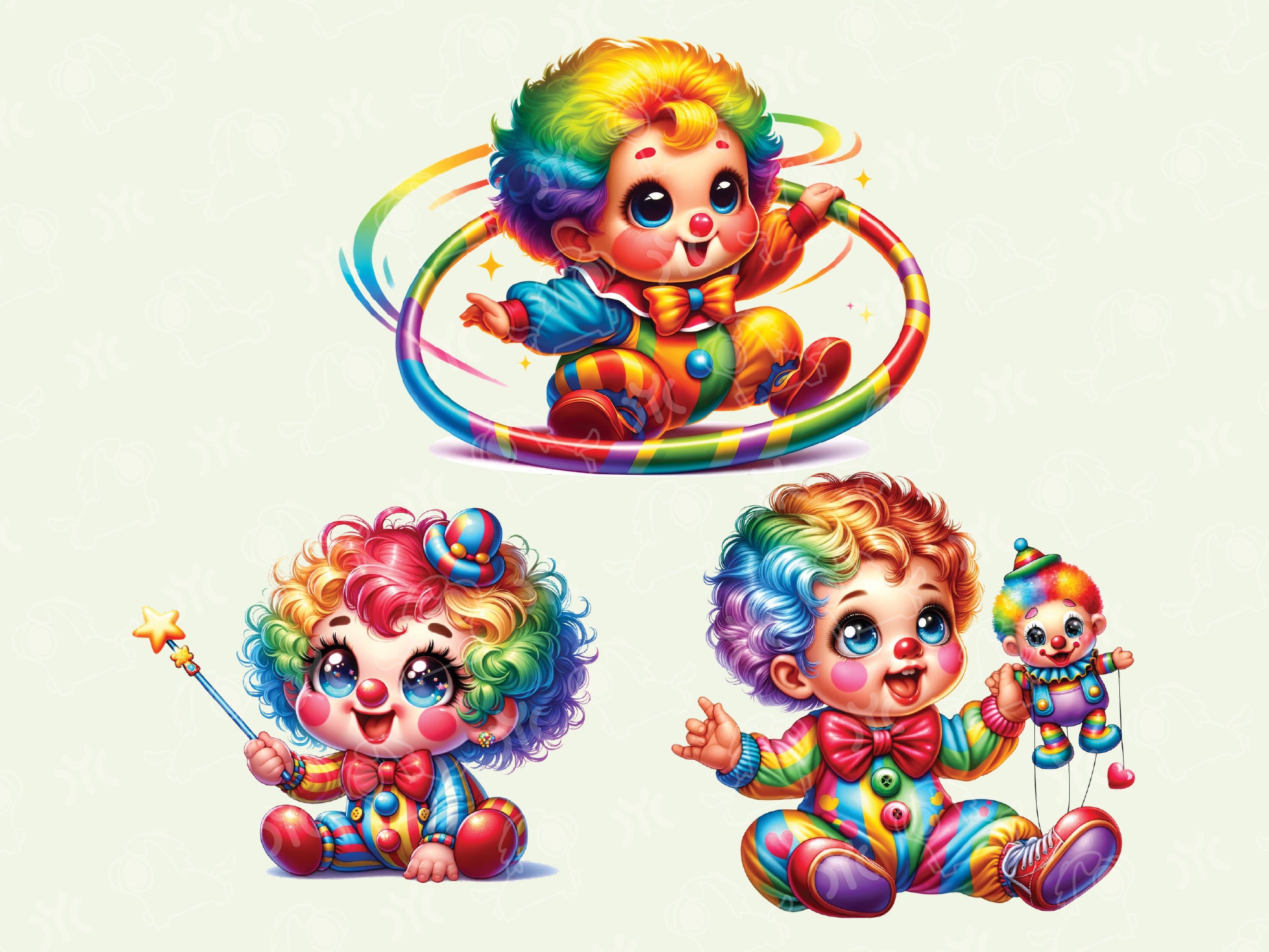 Cute Baby Clown Clipart, Clown Clipart Bundle, Baby Clown, Circus Art ...
