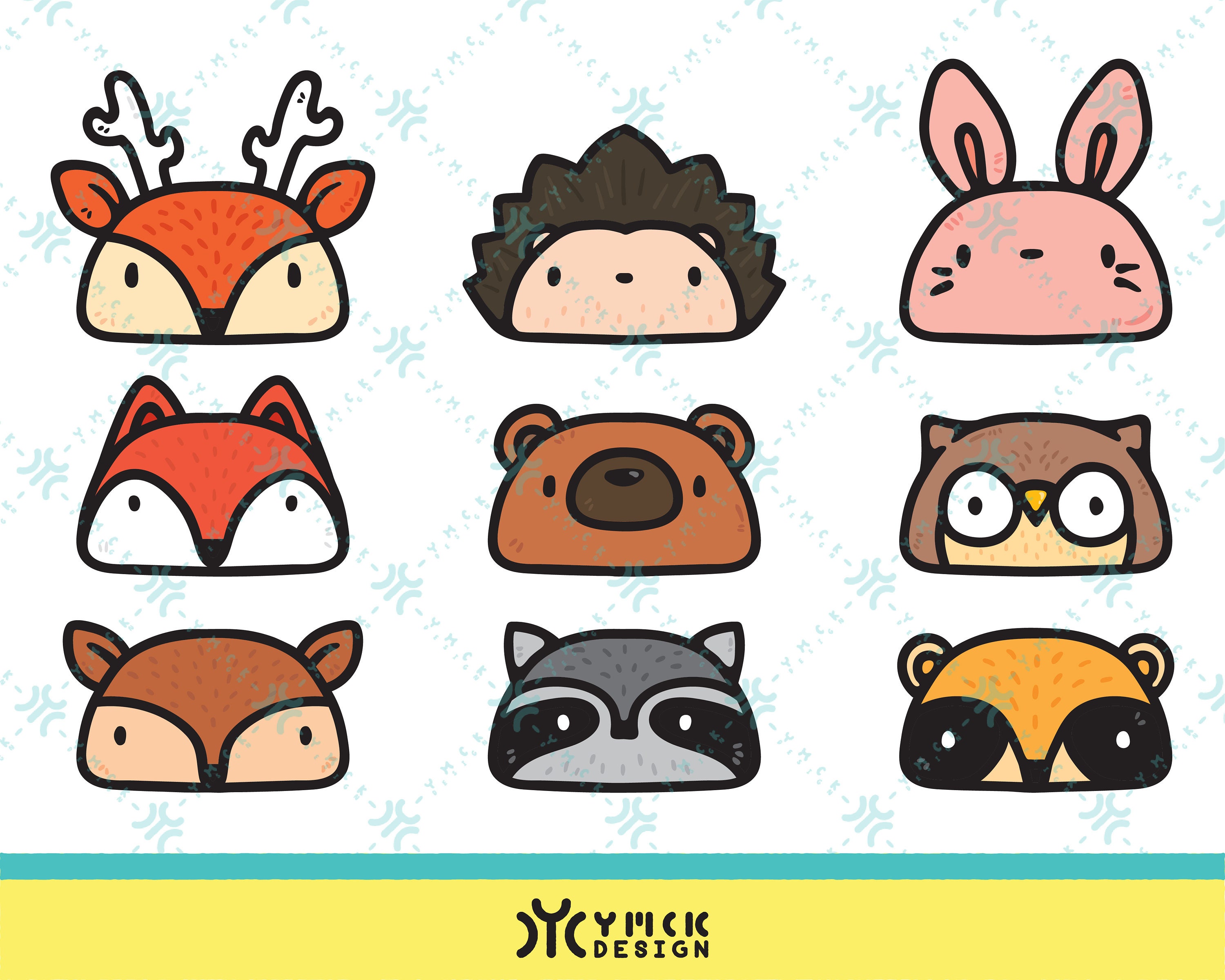 Woodland Animal Faces Clipart Set Forest Animal Faces Clipart Rabbit ...