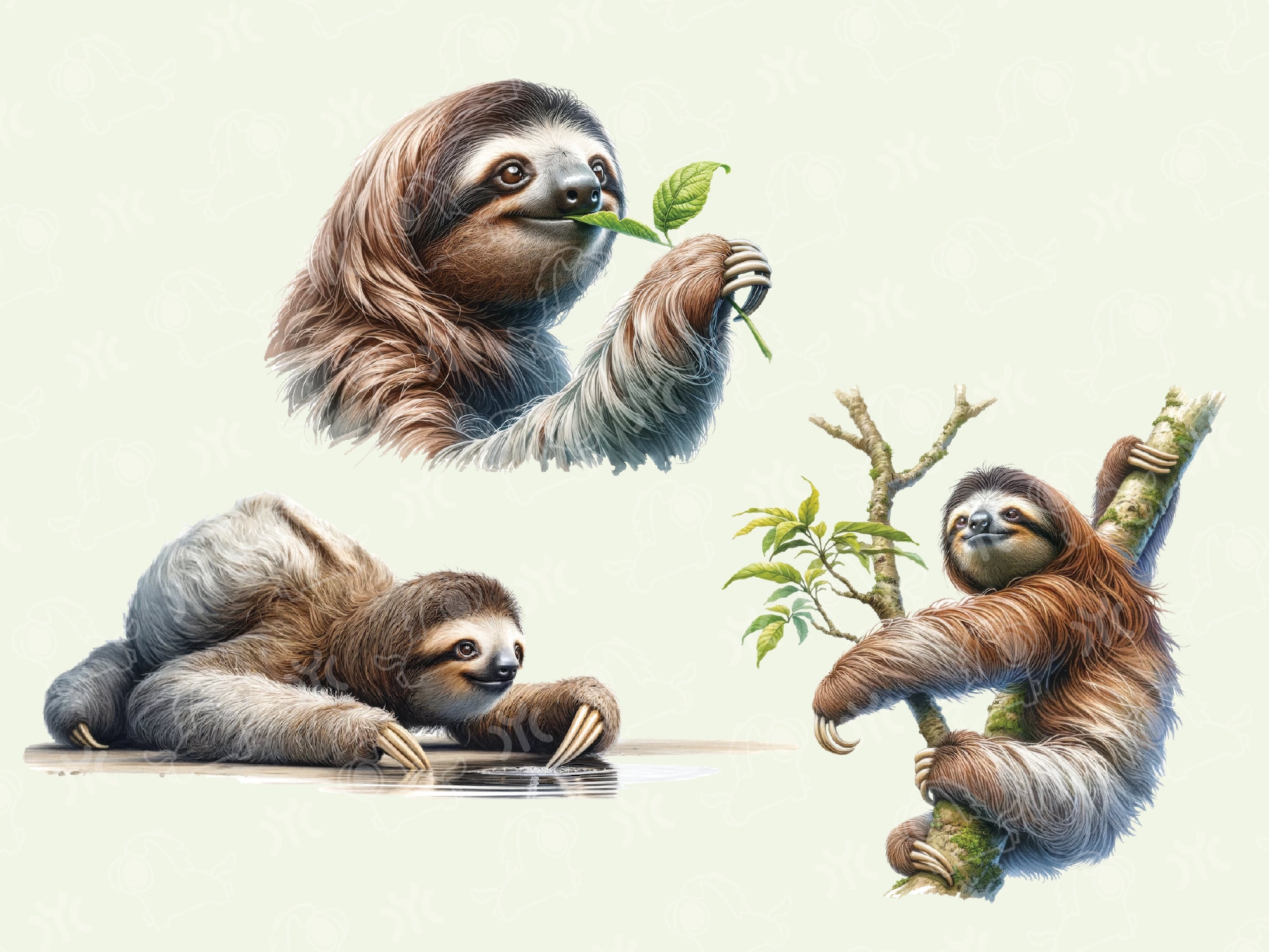 Sloth Clipart, 15 High Quality Pngs, Watercolor Clipart Bundle, Sloth ...