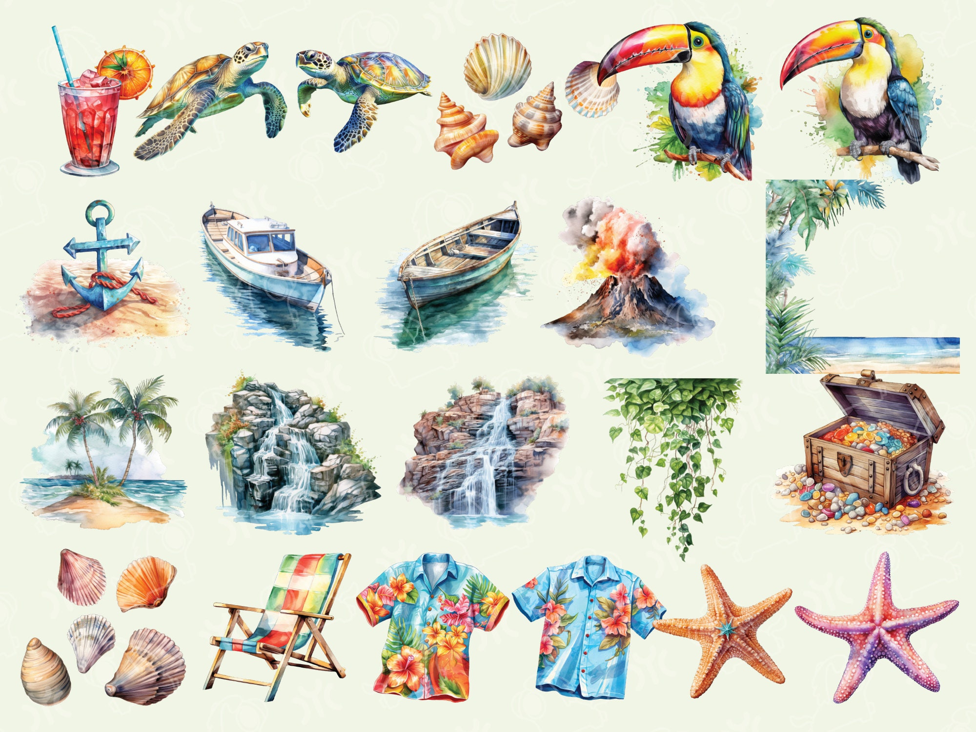 Tropical Paradise Clipart, Summer PNG, 132 PNG Files, High-resolution ...