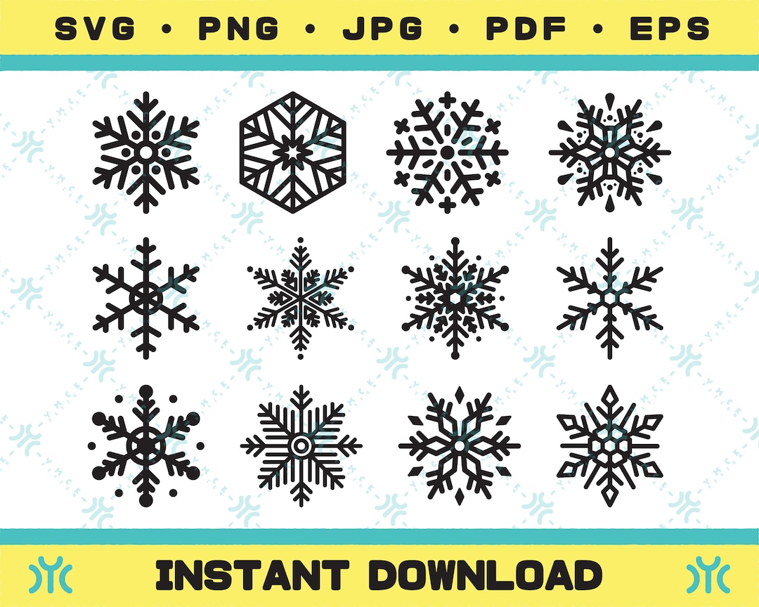 Copos de nieve SVG / Clipart de invierno / Adornos de Navidad SVG ...