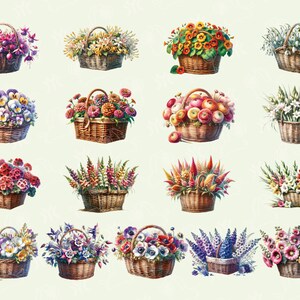 Watercolor Floral Basket Clipart, Floral Clipart, Basket With Flowers ...