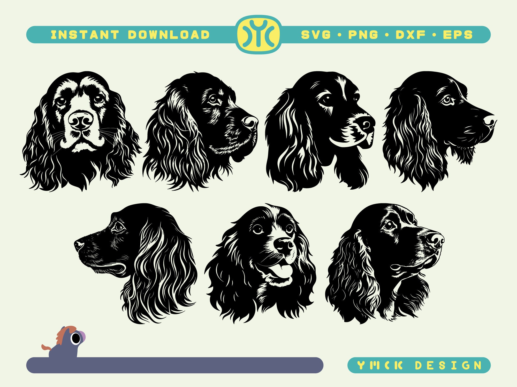 American Cocker Spaniel Head SVG Dog Silhouette SVG Dog Svg Dog ...