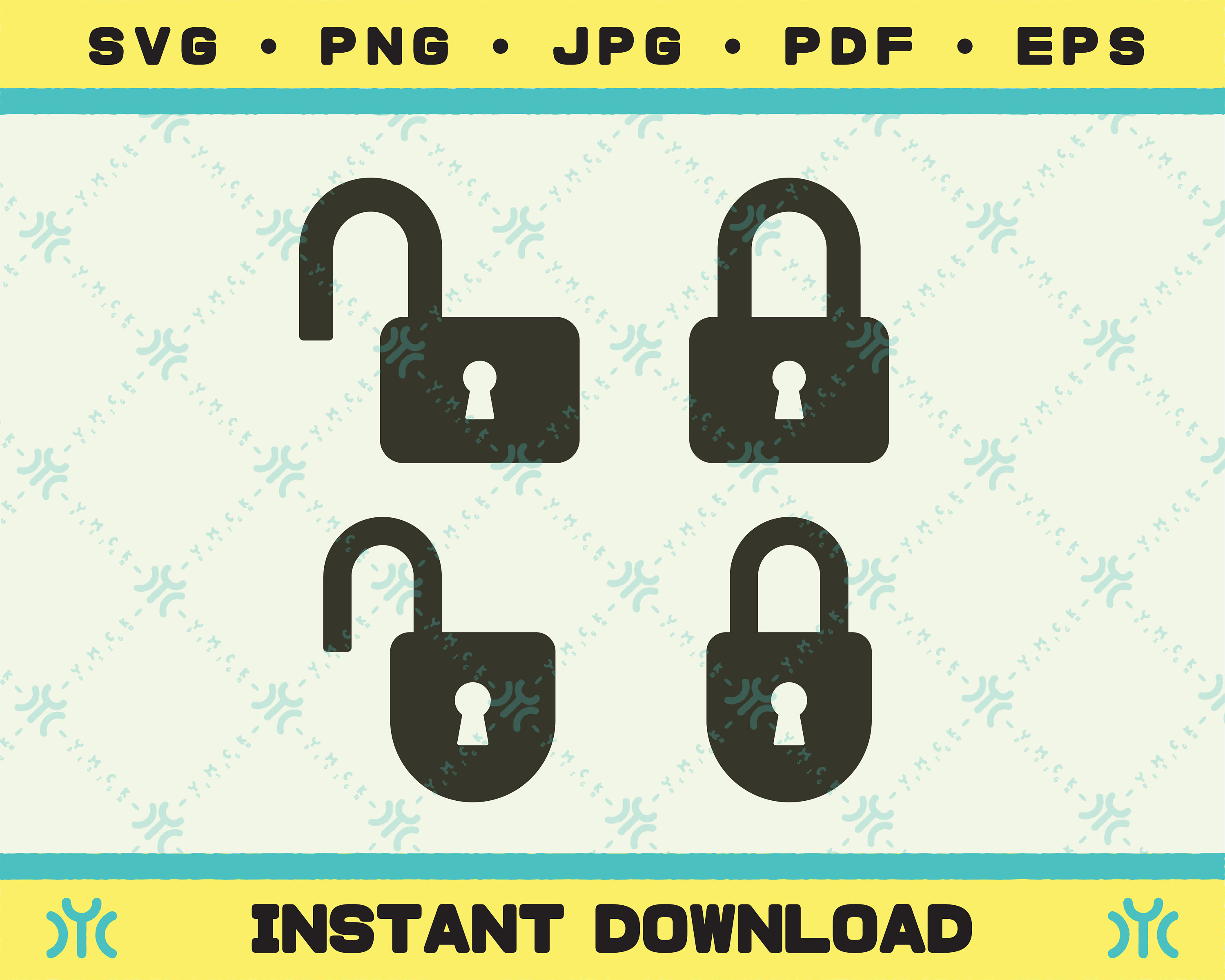 Door Locking Decal︱lock Silhouette︱locks | Padlock︱padlocks︱lock and ...