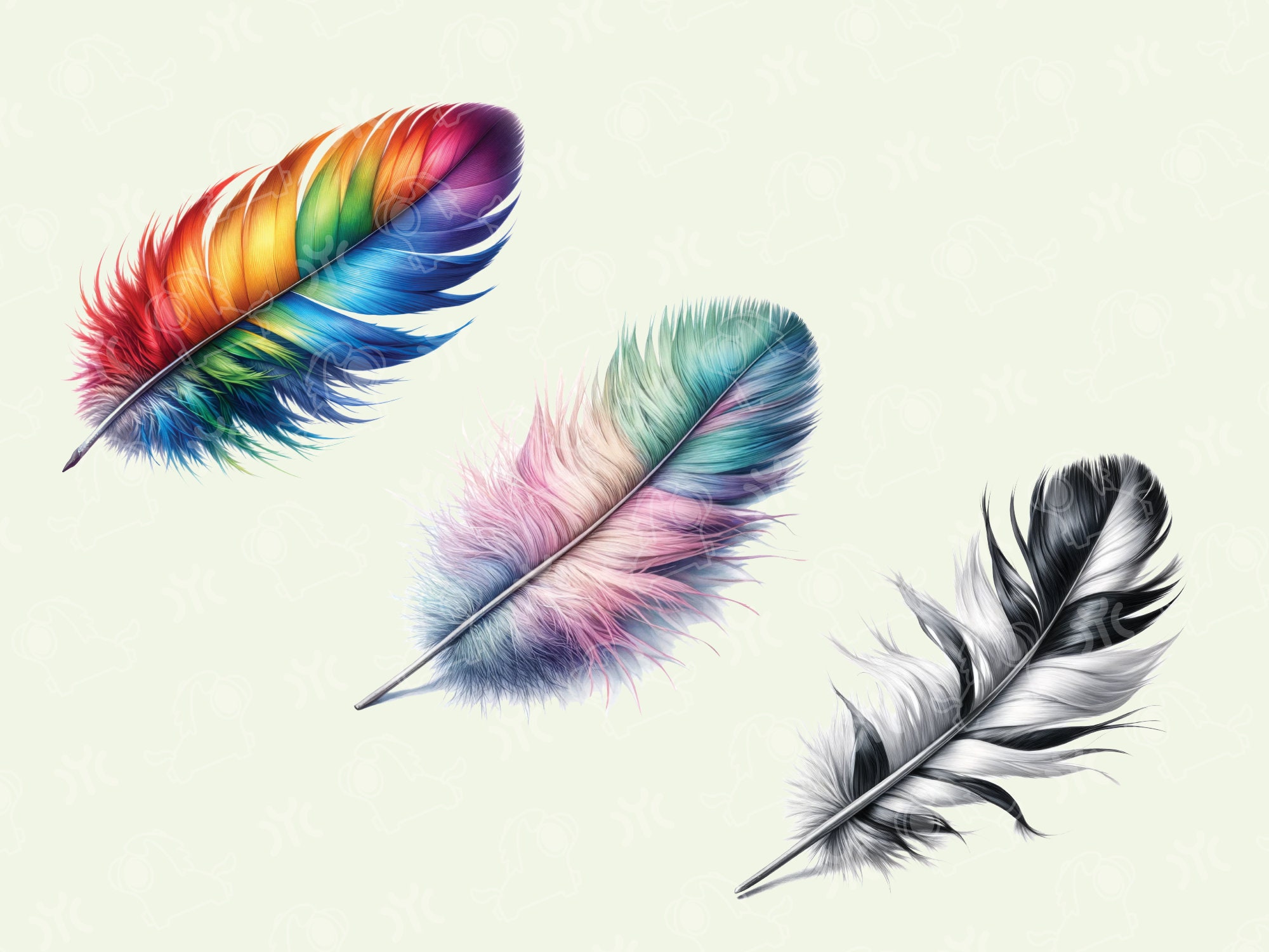 Watercolor Feather Clipart, Colorful Feather Clipart Bundle, Nature Art ...